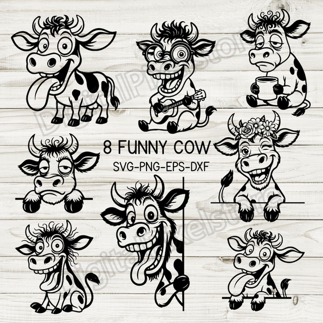 Funny Cow SVG Bundle: Farm Animal Cut Files (digital Download) - Etsy