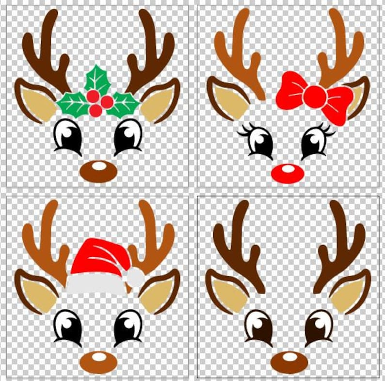 Christmas Reindeer Faces Svg Bundlereindeer Svggirl Reindeer - Etsy
