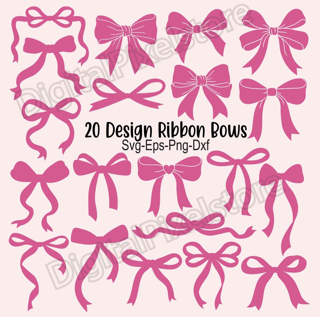 Ribbon Bows SVG Bundle: Coquette, Boho, Hair Bow Clipart (digital ...