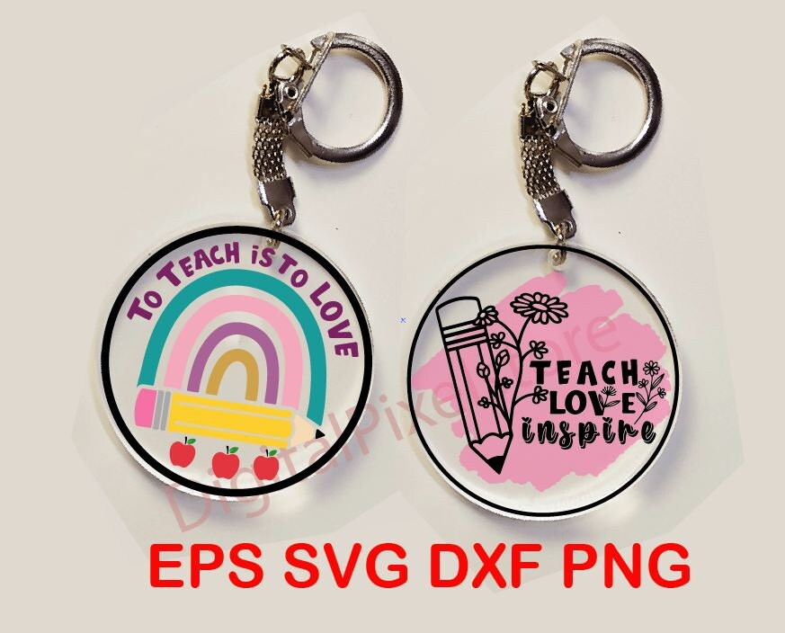 Teacher Keychain SVG Bundle: Back to School Designs (digital Download ...