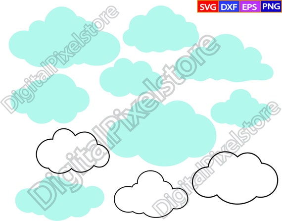 Cloud Svgclouds Bundle Svgcloud Clipartcloud Cut Filecute | Etsy