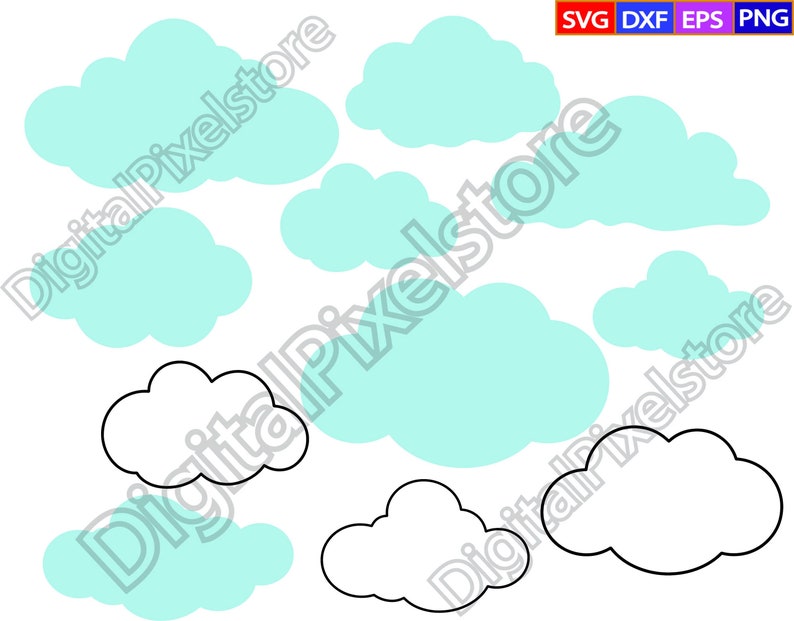 Cloud Svg,clouds Bundle Svg,cloud Clipart,cloud Cut File,cute Clouds ...