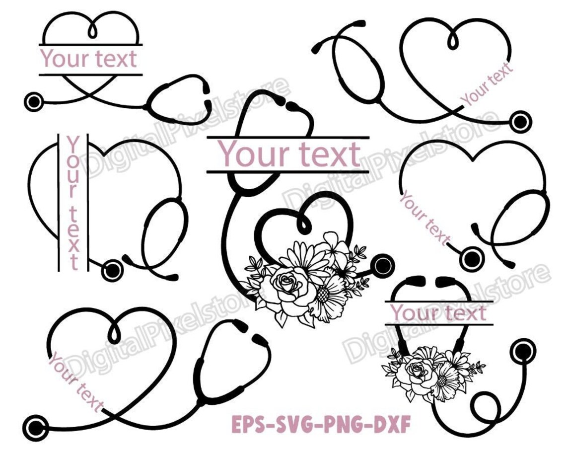 Stethoscope Split Monogram SVG Bundlestethoscope Heart - Etsy Australia