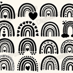 Boho Rainbow SVG Bundle: Heart Rainbow Cut Files (digital Download) - Etsy