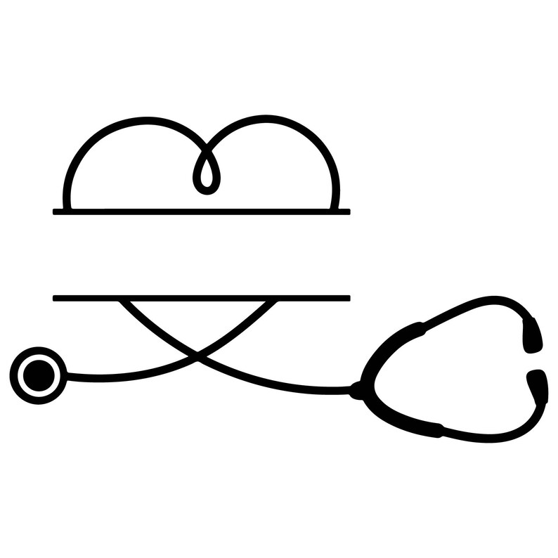 Stethoscope Split Monogram SVG Bundlestethoscope Heart - Etsy