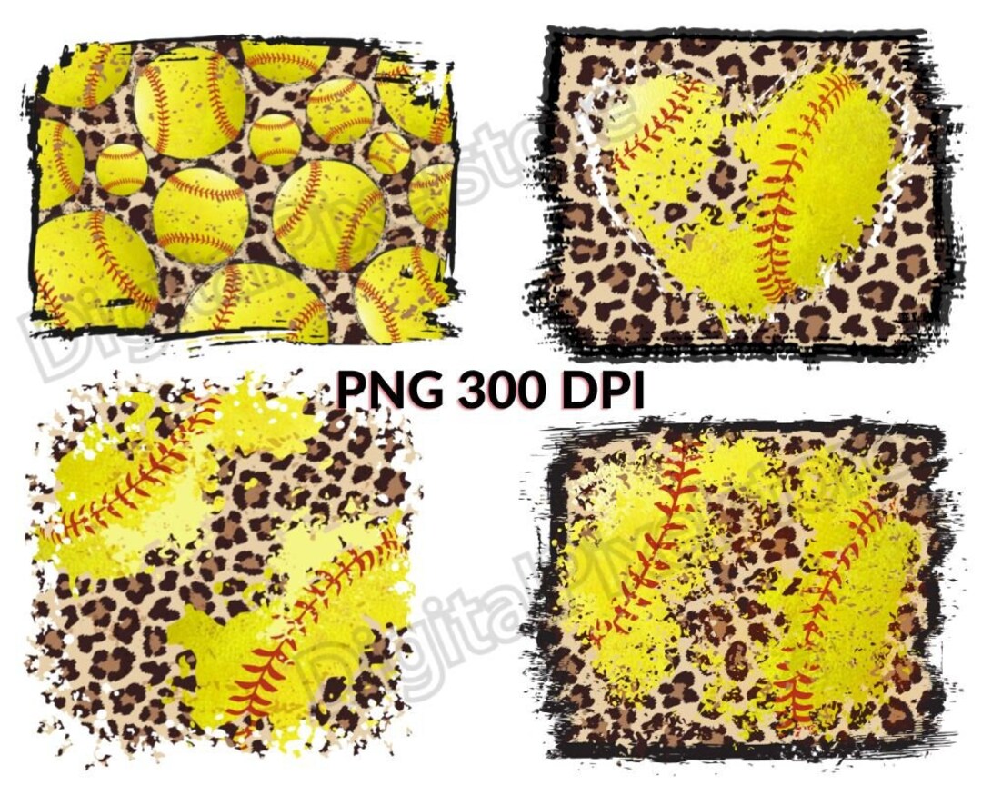 Leopard Softball Background PNG: Distressed Sports Sublimation (digital ...