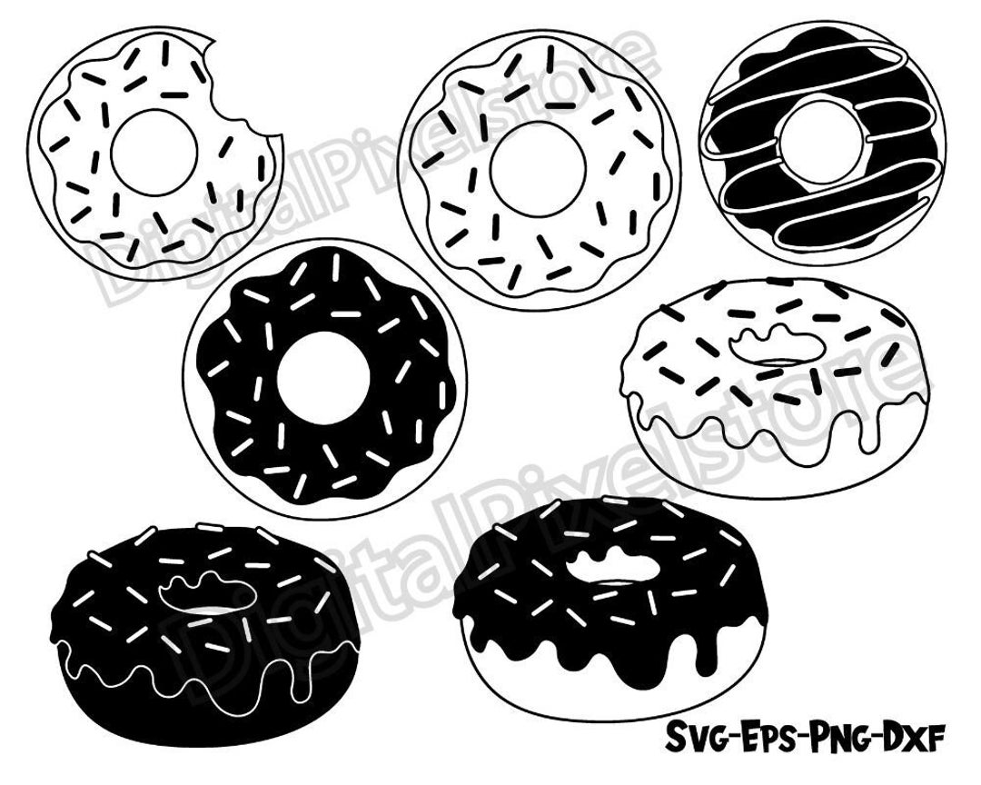 Donut Silhouette Svg,donut Outline Svg,donut Svg Bundle,donut Cut File ...