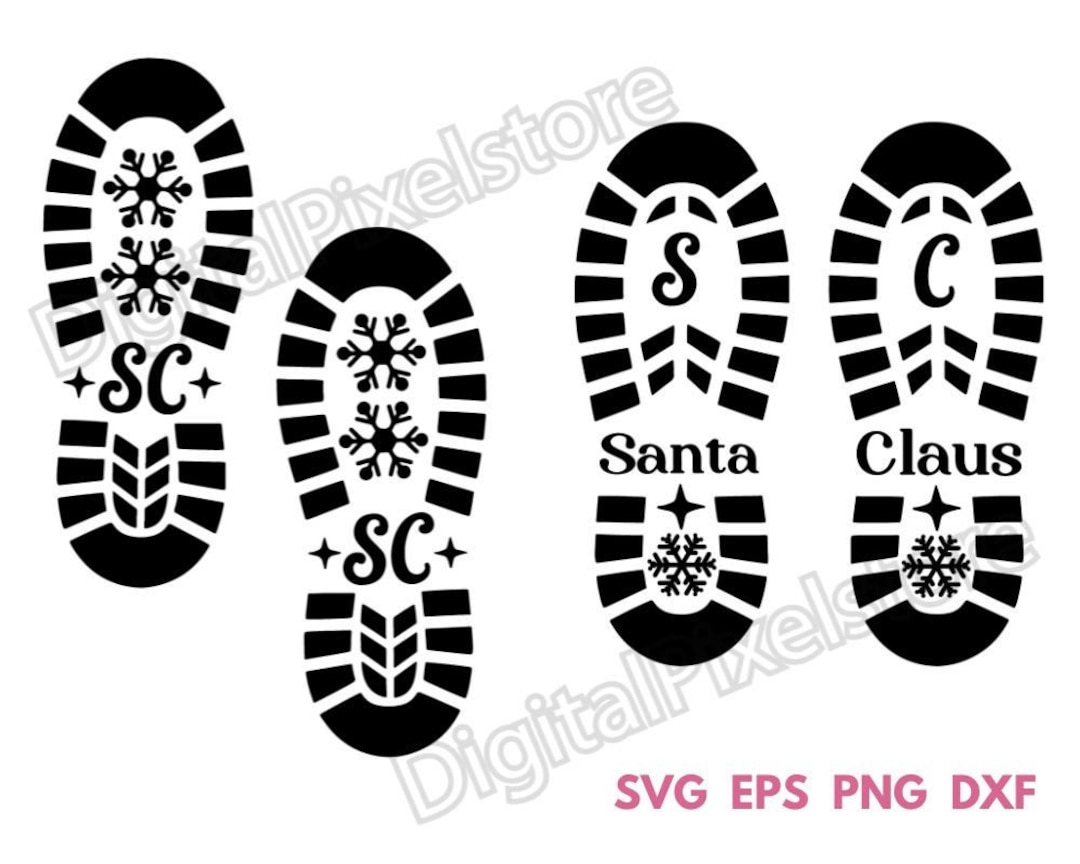 Santa Footprint Svg,santa Footprint Pvg,santa Shoe Svg,santa Footstep ...