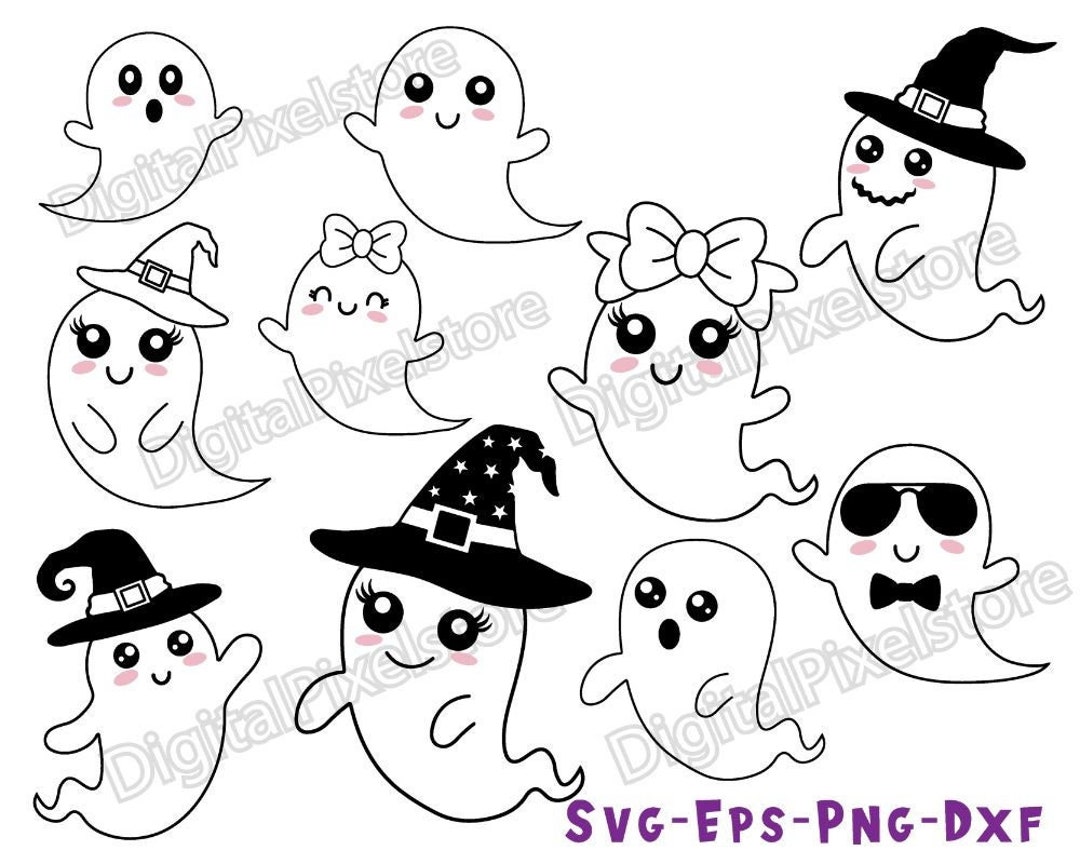 Cute Ghost Svg Bundle,ghost Svg,ghost Png,spooky Svg,halloween Svg ...
