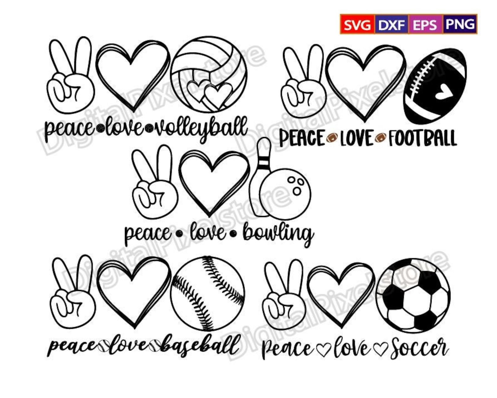 Peace Love Sports Svgpeace Love Svg Bundlepeace Love - Etsy