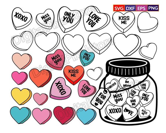 Candy Hearts Svg Bundlecandy Hearts Svgvalentines Day | Etsy