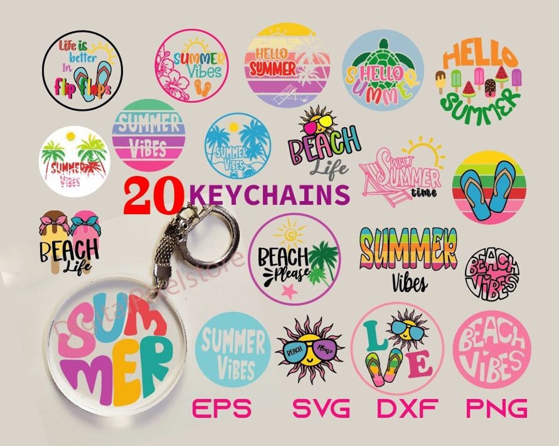 Summer Beach Keychain Svgkeychain SVG Bundlekeychain Pattern - Etsy