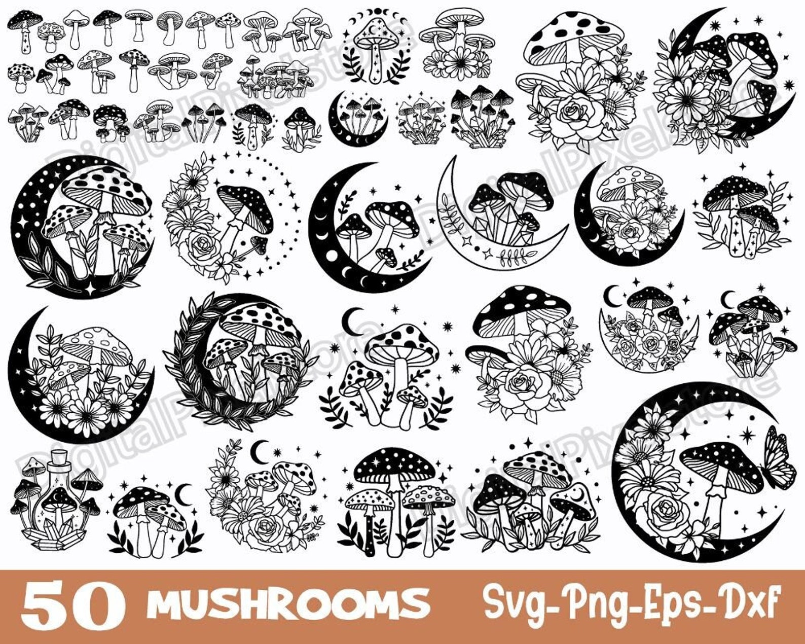 Mushroom Svgmushroom Svg Bundlemushroom Clipartmystical - Etsy