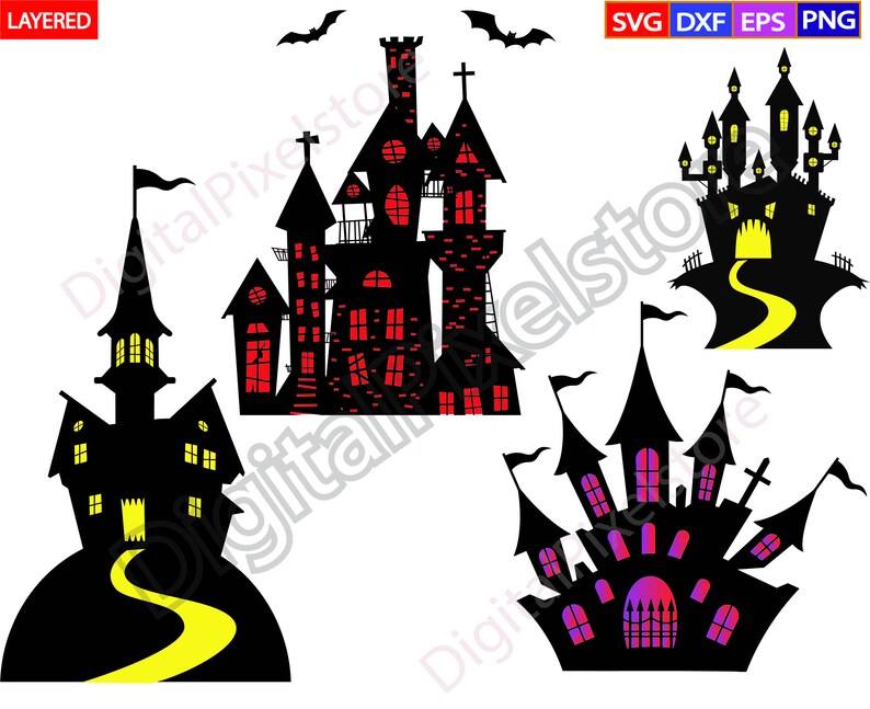 Haunted House Halloween Svghaunted House Svghalloween Castle - Etsy