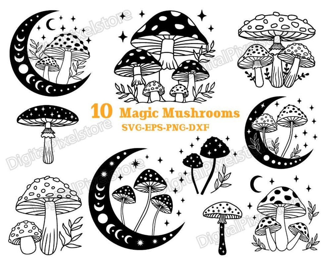 Magic Mushrooms Svg,mushrooms Svg,crystal Mushroom Svg,witchy Mushroom ...