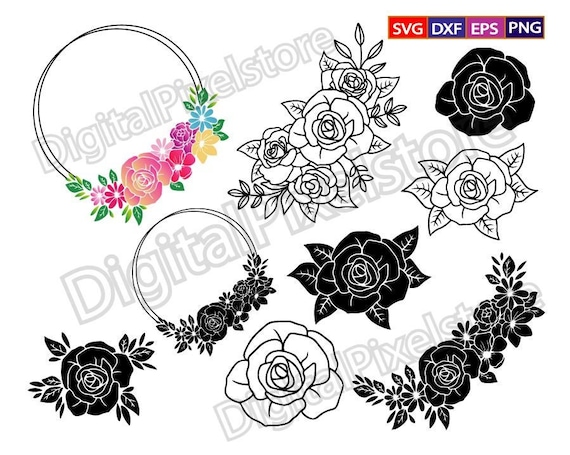 Rose Flower Bundle Svgflower Svgrose Flower Svgrose Bouquet - Etsy