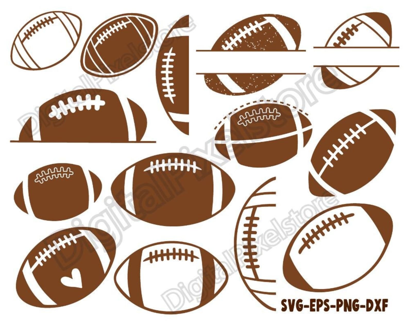 Football SVG Bundle: Sports Silhouette, Monogram Frame (digital ...
