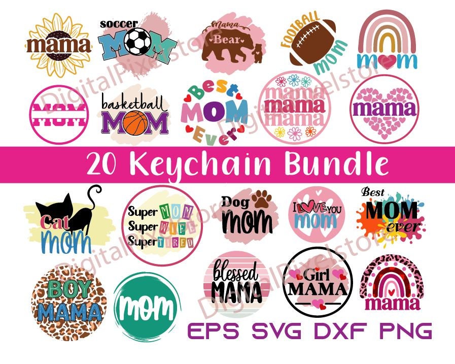 Mom Keychain Svg Bundlemom Life Keychainmom Keychain - Etsy