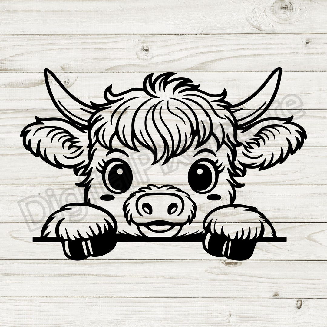 Peeking Highland Cow Svg, Cute Peeking Highland Cow, Highland Cows Png ...