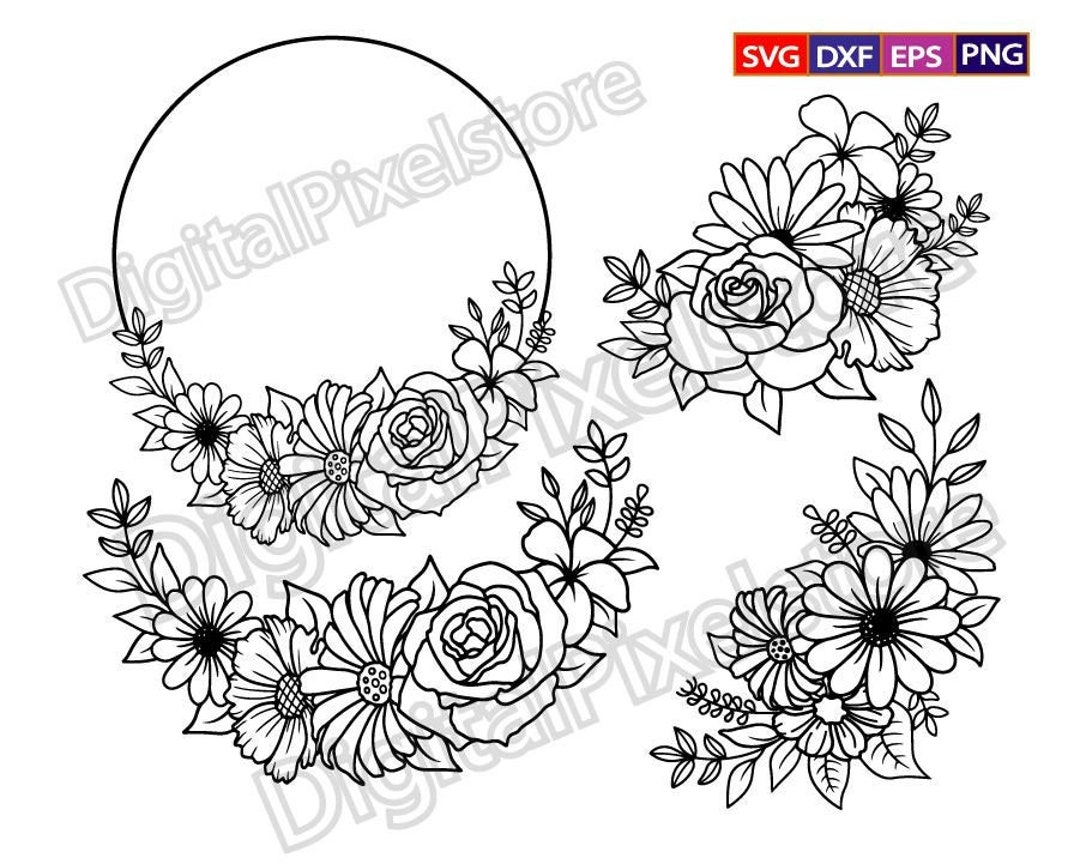Flower Border Svg,flowers Svg,floral Svg,roses Svg,floral Decoration ...