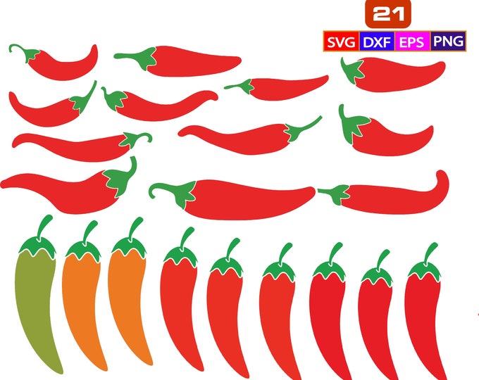 Chili Pepper Hot Red Pepper Instant Digital Download Svg, Png, Dxf, and ...