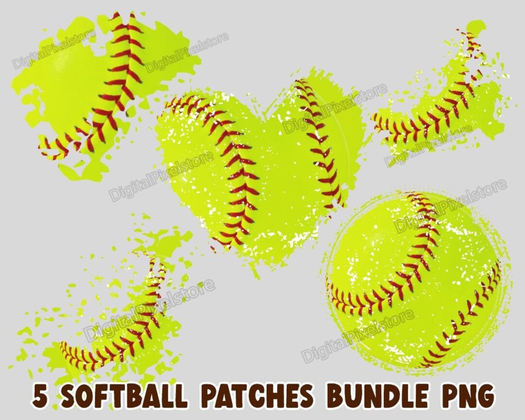 Distressed Softball Patch PNG Bundle: Sports Sublimation (instant ...