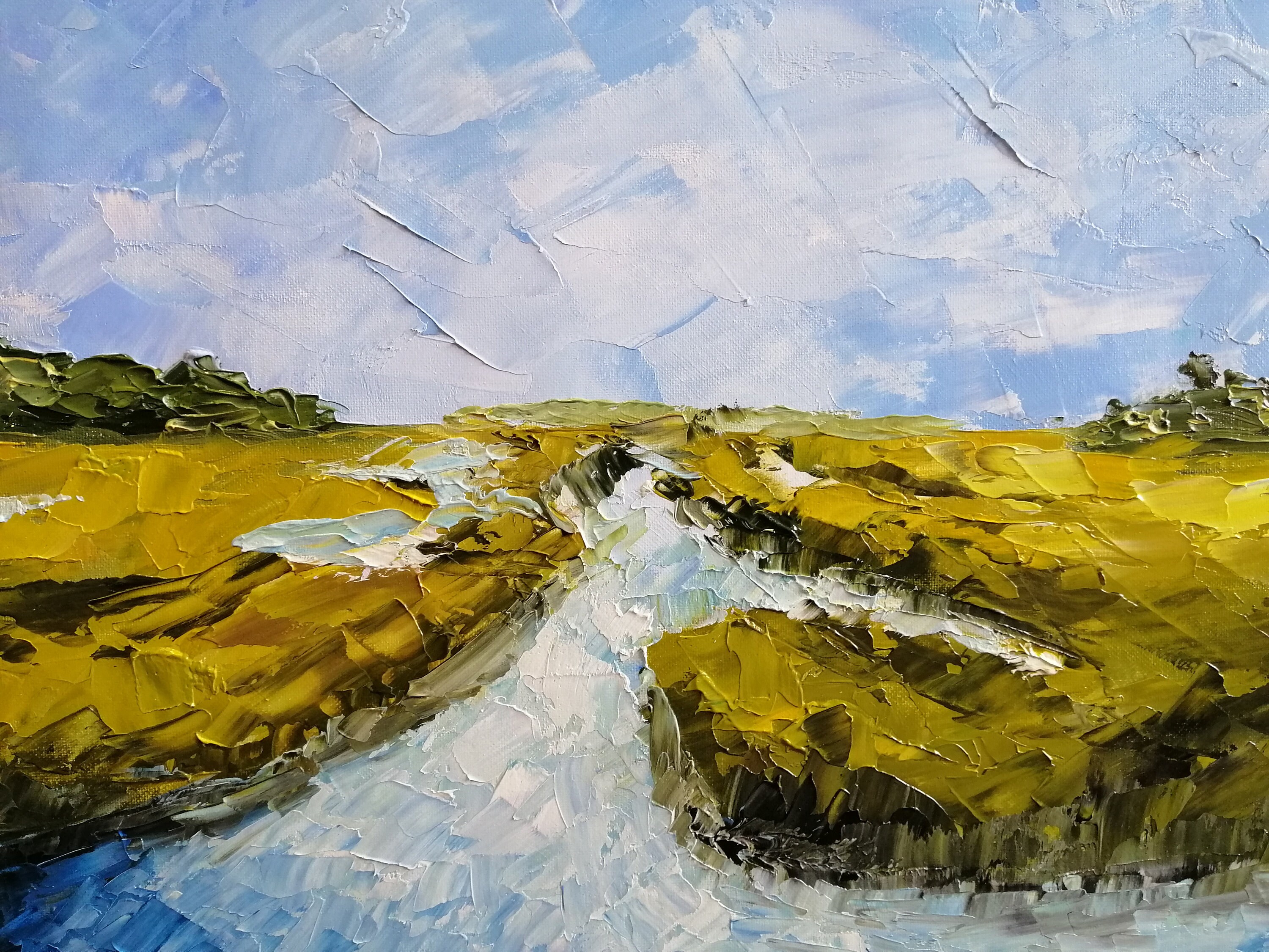 Summer landscape oil painting abstract wall art original | Etsy