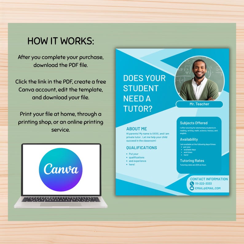 Editable Tutoring Flyer Template for Canva | Tutor Flyer Template for ...