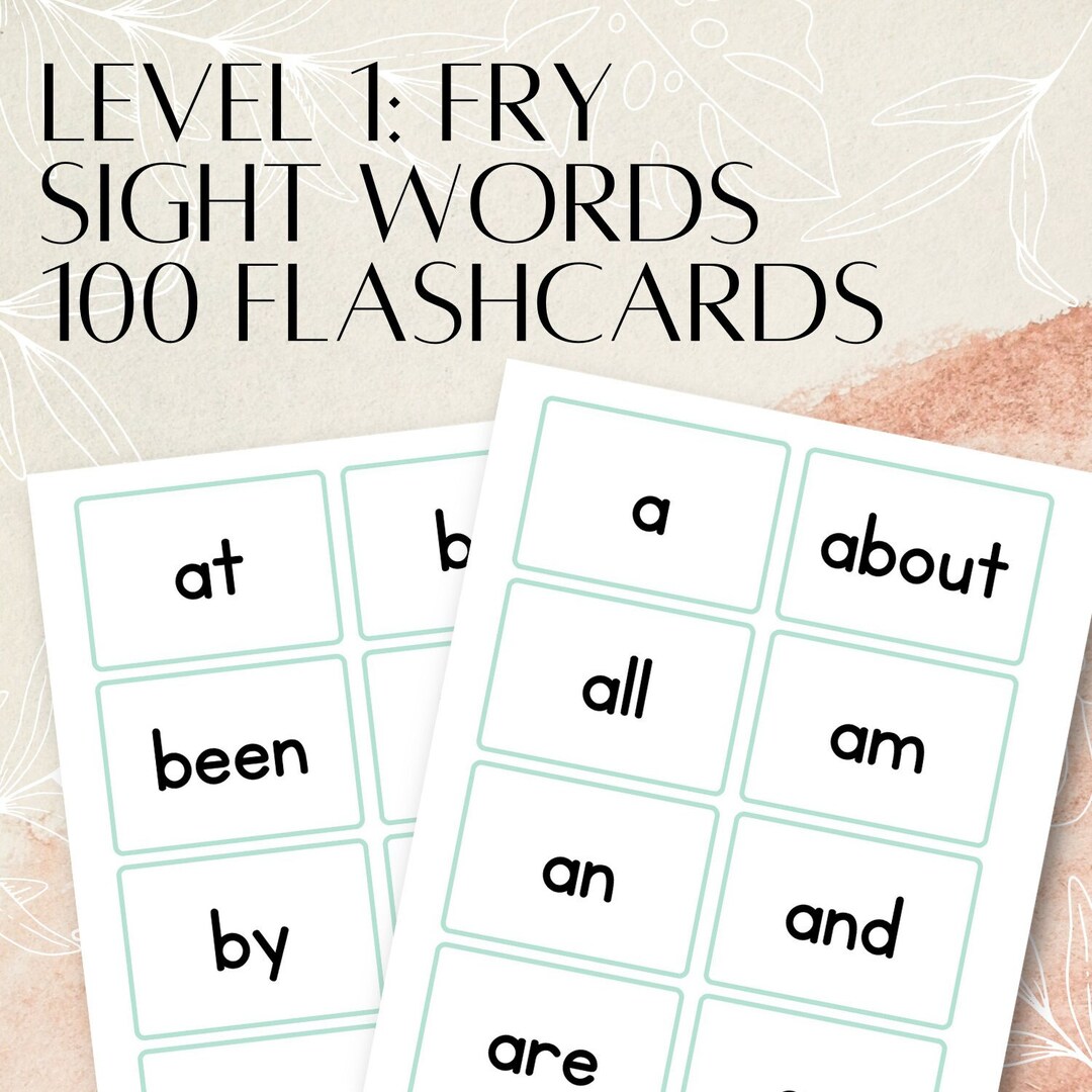 Level 1: 100 Sight Word Flashcards Pre-k to 1st Grade Ages - Etsy