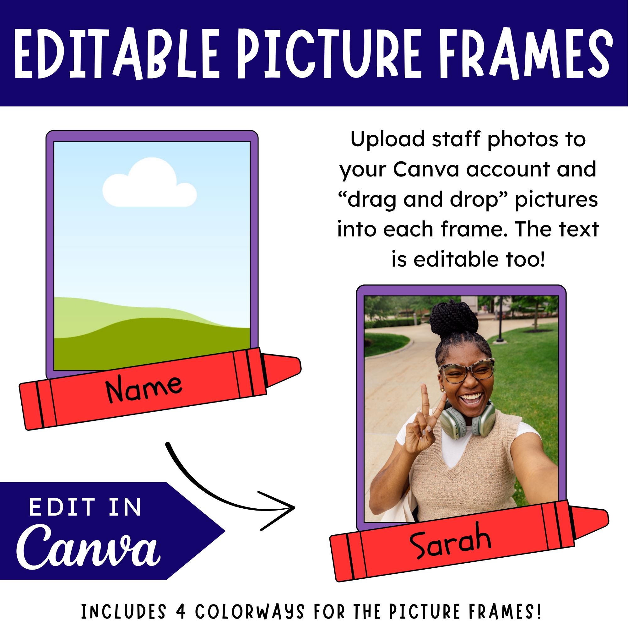 Meet the Staff Bulletin Board Template: Crayon Theme, Editable Canva ...
