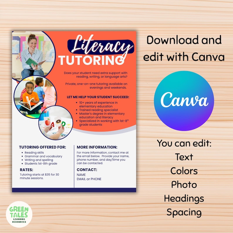 Editable Tutoring Flyer Template: Canva Marketing Flyer (digital ...