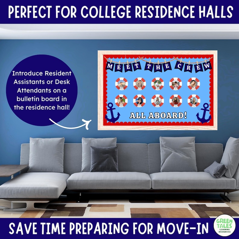 Nautical Meet the Crew Bulletin Board Template: Editable Canva Design ...