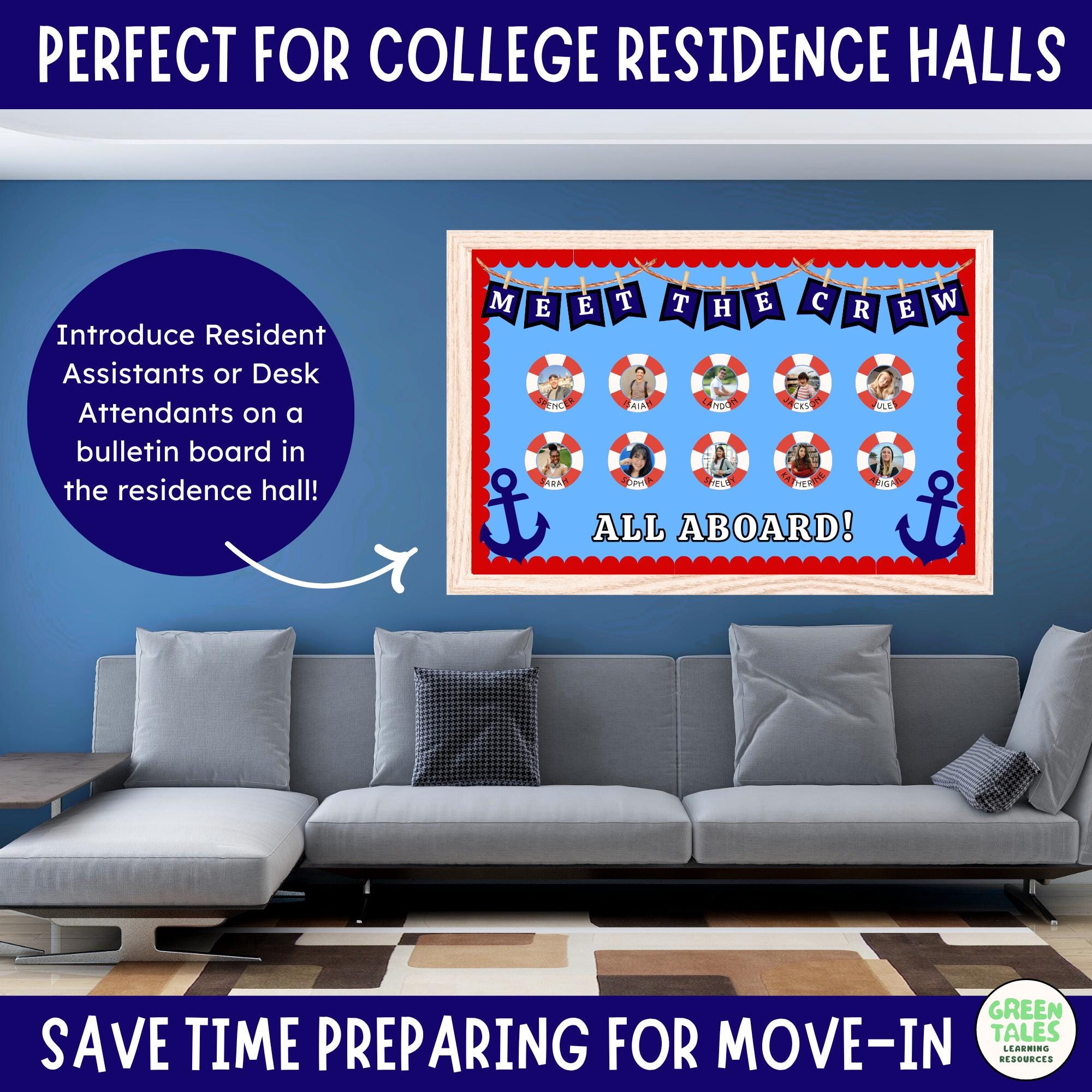 Nautical Meet the Crew Bulletin Board Template: Editable Canva Design ...