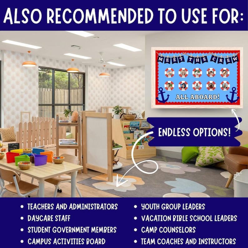 Nautical Meet the Crew Bulletin Board Template: Editable Canva Design ...