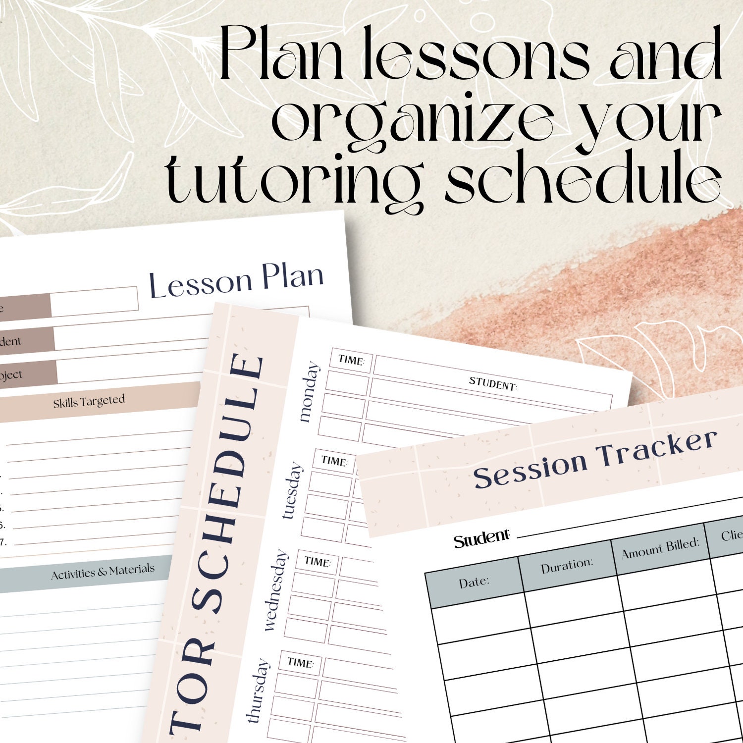 Tutoring Business Binder: Session Trackers, Lesson Plans (digital ...