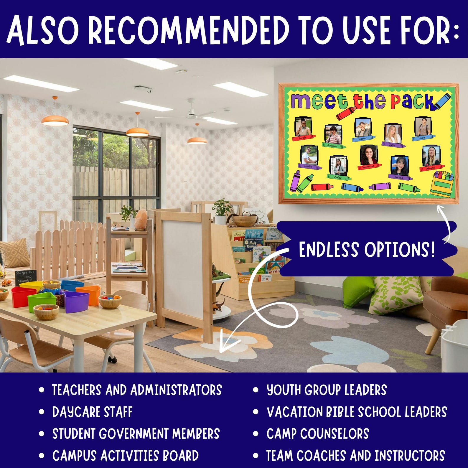 Meet the Staff Bulletin Board Template: Crayon Theme, Editable Canva ...