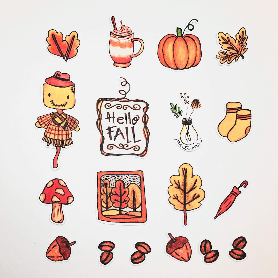 18 Pcs Fall Themed Sticker Pack/ Autumn/ Seasonal Sticker/ Planner ...