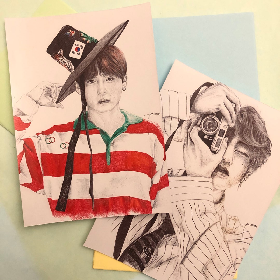 Taehyung/ BTS Prints /scanned Ballpoint Pen Drawing/ Kpop Fanart ...
