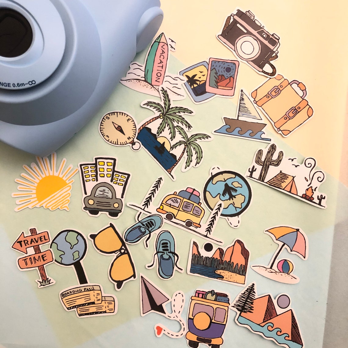Coloured Travel Themed Stickers/ Travel Journal/ Planner/ - Etsy