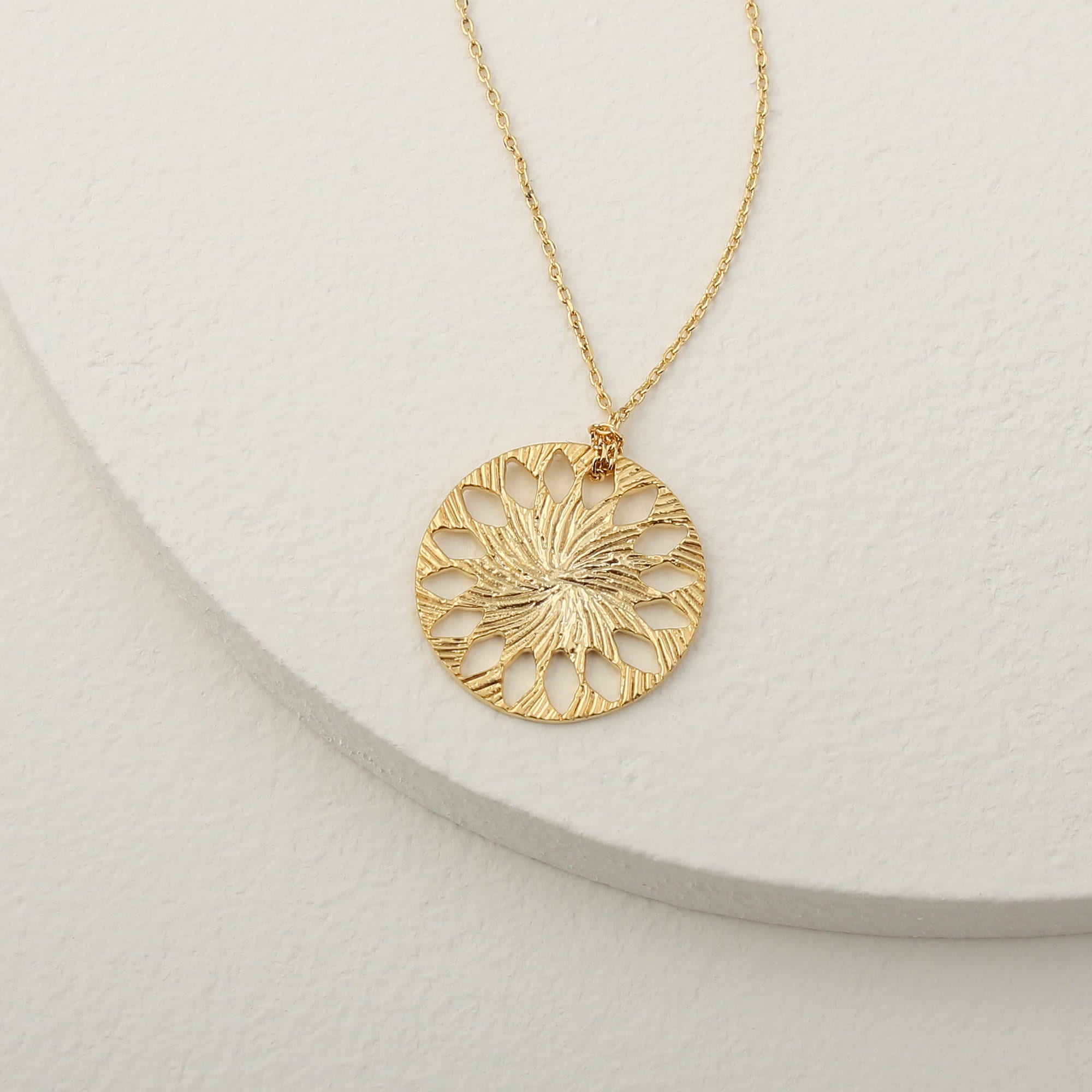 Matte Gold Sun Necklace Vintage Gold Solar Medallion Sunbeam - Etsy