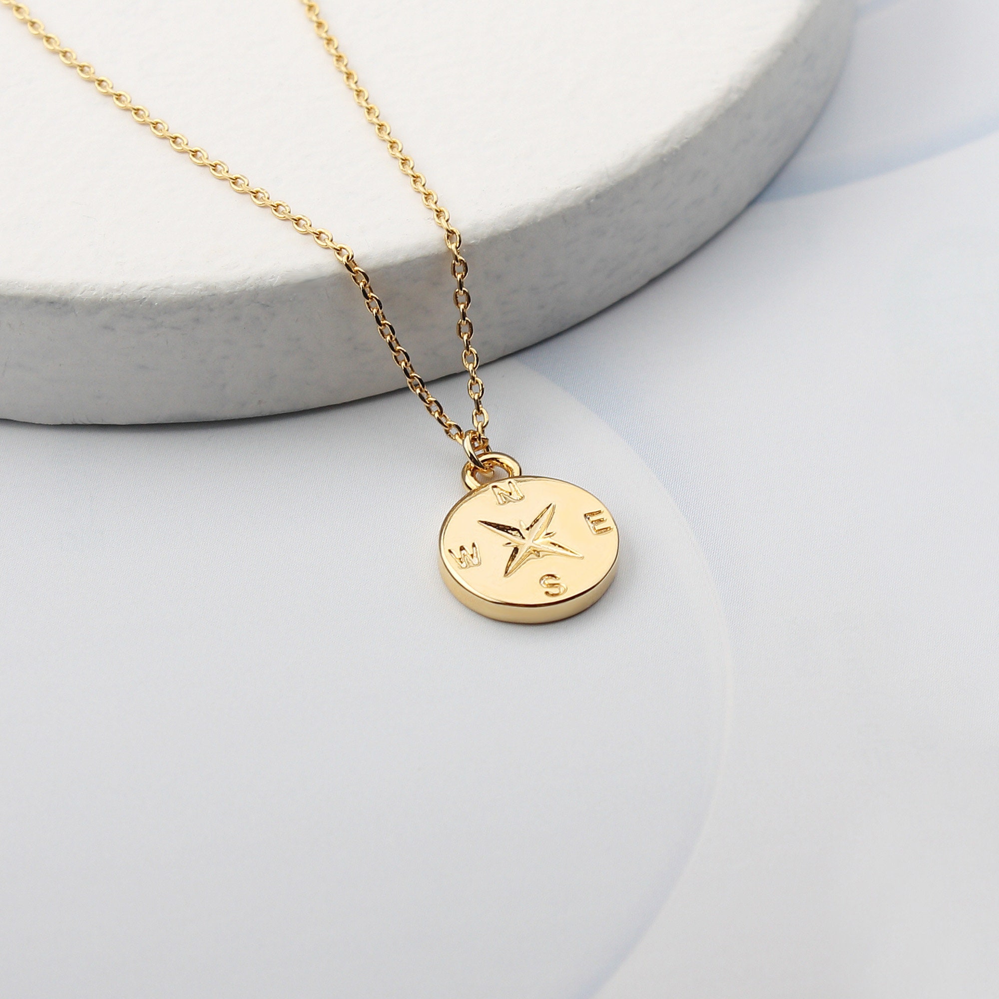 Gold Intaglio Compass Coin Necklace Compass Necklace North - Etsy
