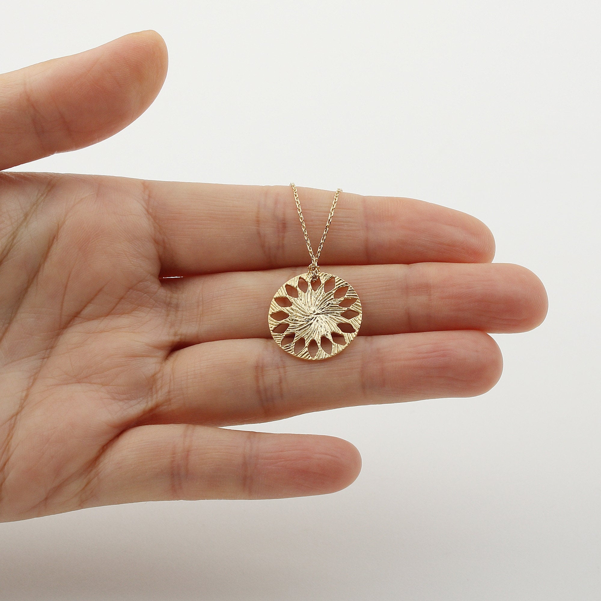 Matte Gold Sun Necklace Vintage Gold Solar Medallion Sunbeam - Etsy