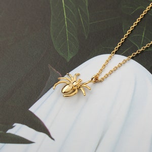 Shiny Gold Spider Necklace, Good Luck Jewelry, Gift Idea for Women ...