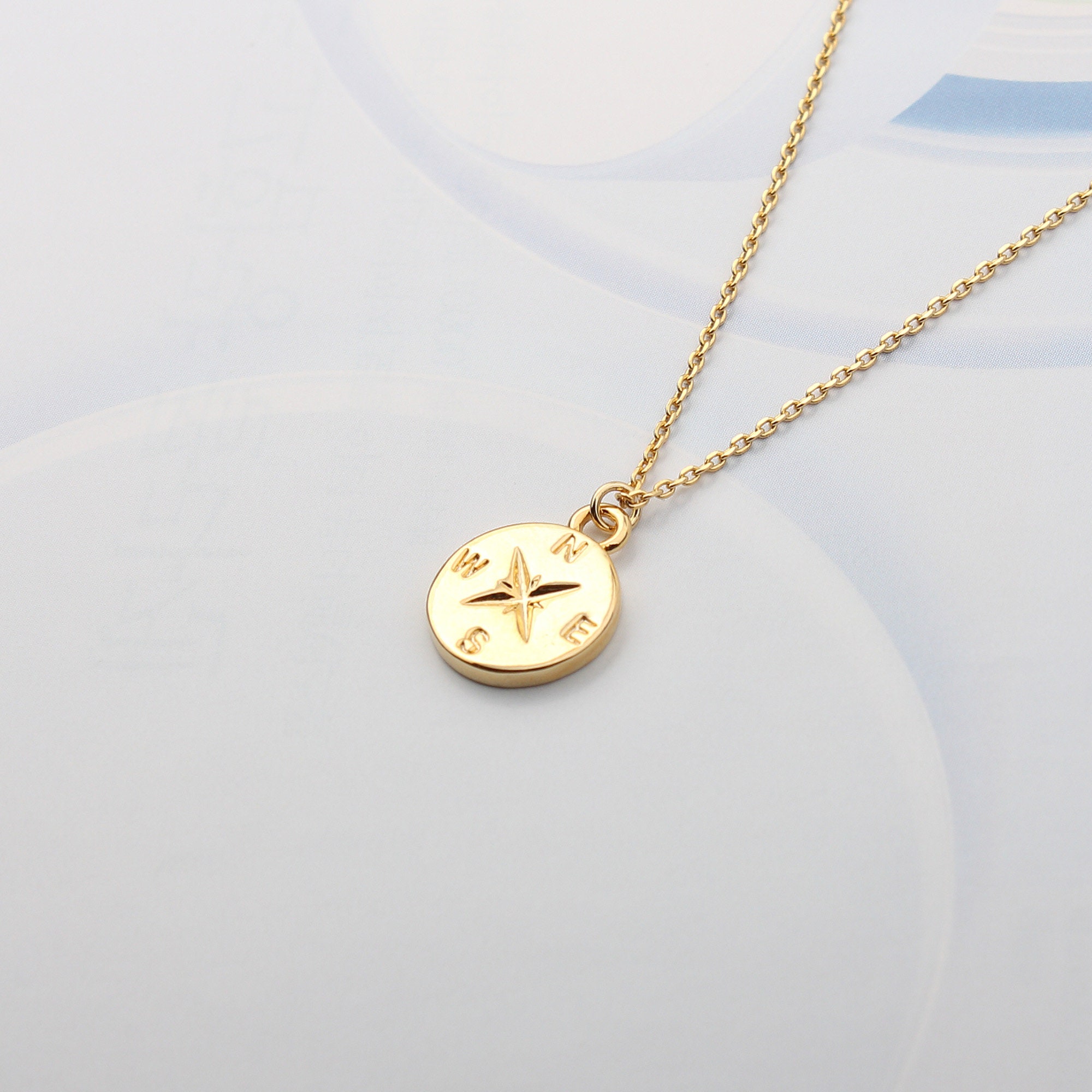 Gold Intaglio Compass Coin Necklace Compass Necklace North - Etsy