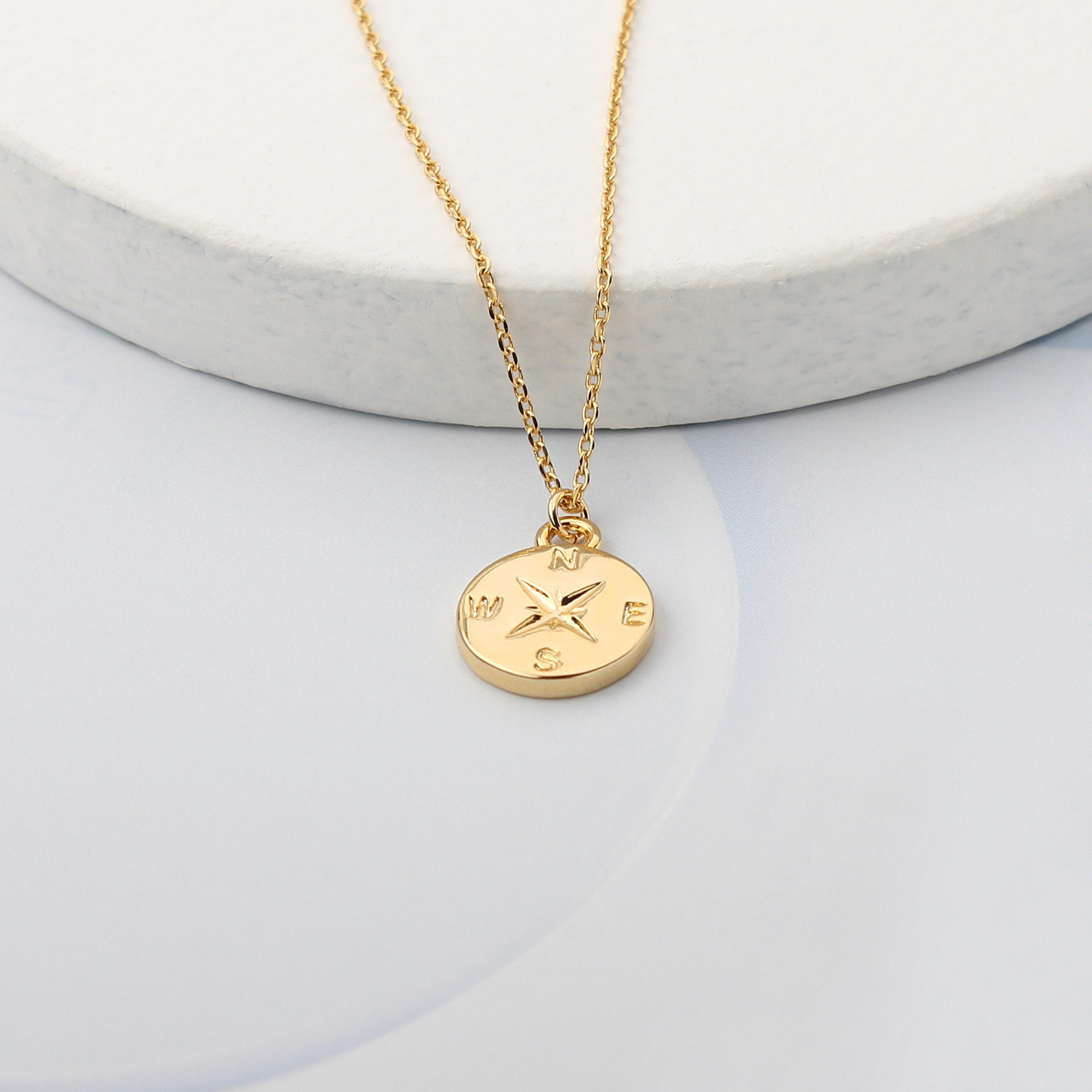 Gold Intaglio Compass Coin Necklace Compass Necklace North - Etsy