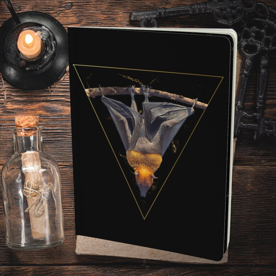 Bat in Golden Triangle Goth Notebook - Etsy