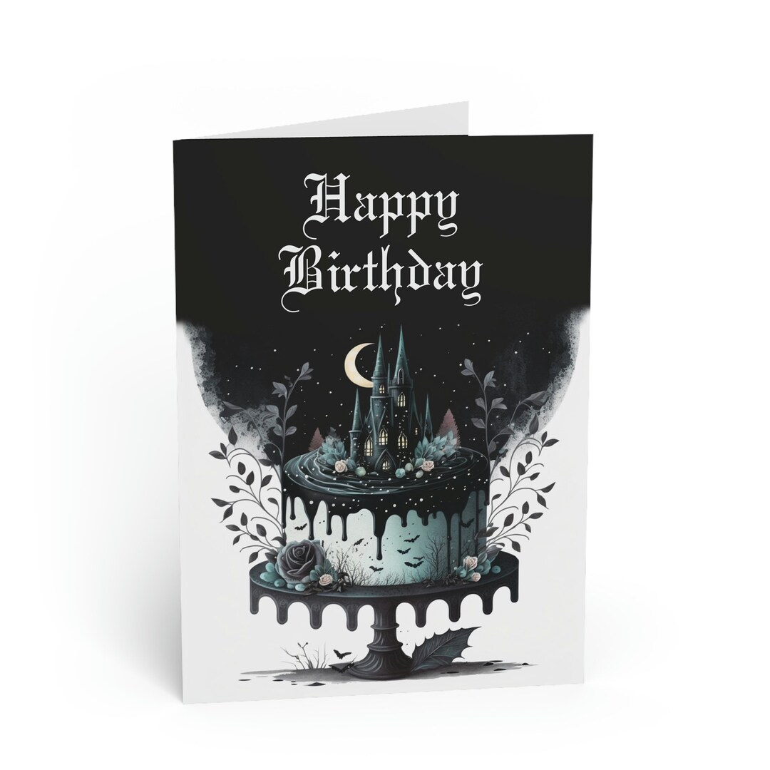 Goth Birthday Card Spooky Castle Birthday Cake - Etsy UK