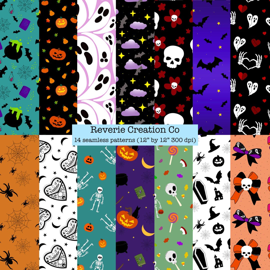 Halloween Seamless Pattern File Halloween Digital Papers Spooky Cute ...
