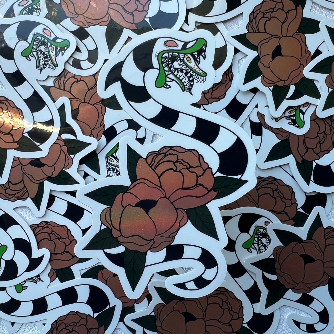 Beetlejuice Sandworm Floral Holographic Sticker 2.5” by 3.4” Waterproof ...