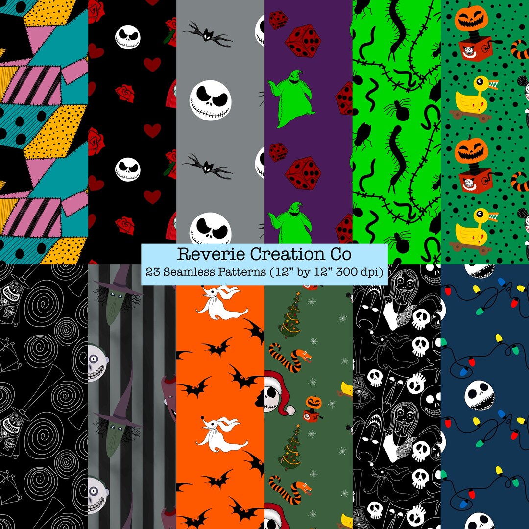 Nightmare Christmas Halloween Seamless Pattern File - NBC Halloween ...